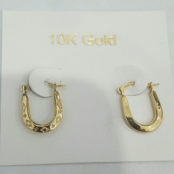Jewelry | 1k Yellow Gold U Shape Earrings Double Side | Poshmark